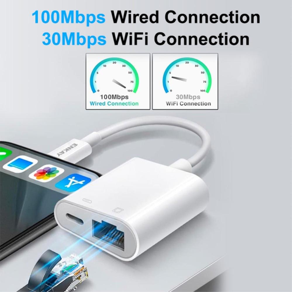 Köp ENKAY 2in1 Lightning Till USB-C/RJ45 Ethernet Adapter Vit ...
