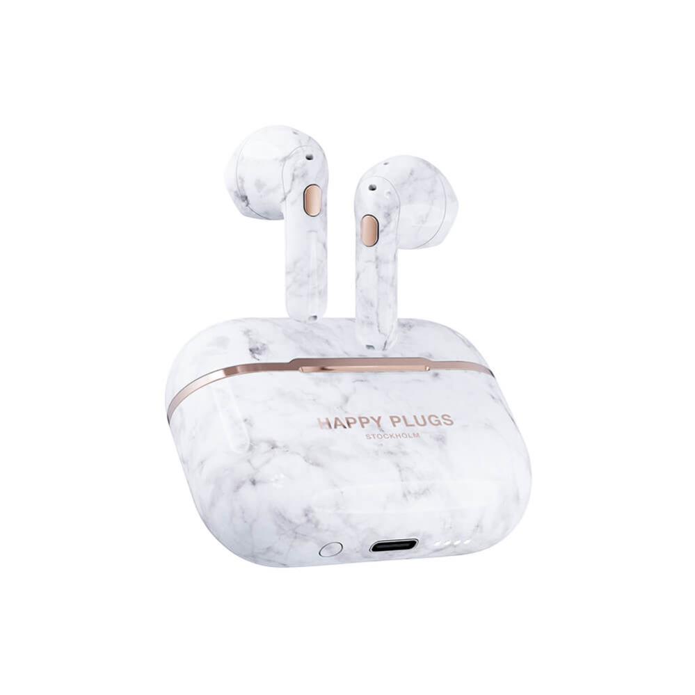 Köp Happy Plugs Hope Hörlurar In-Ear TWS Vit Marmor - Teknikhallen.se