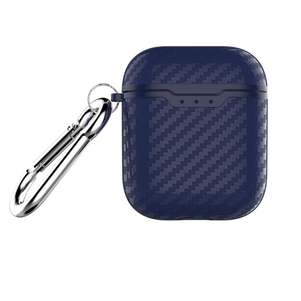 Köp Kolfiber Textur Fodral Med Krok Till AirPods - Blå - Teknikhallen.se