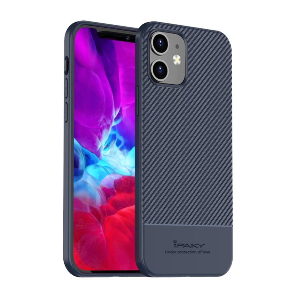Köp iPhone 12 / 12 Pro - IPAKY Kolfiber Textur Skal - Blå - Teknikhallen.se