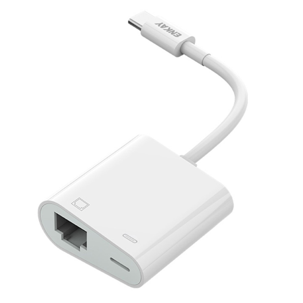 Köp ENKAY 2in1 USB-C Till USB-C/RJ45 Ethernet Adapter Vit - Teknikhallen.se